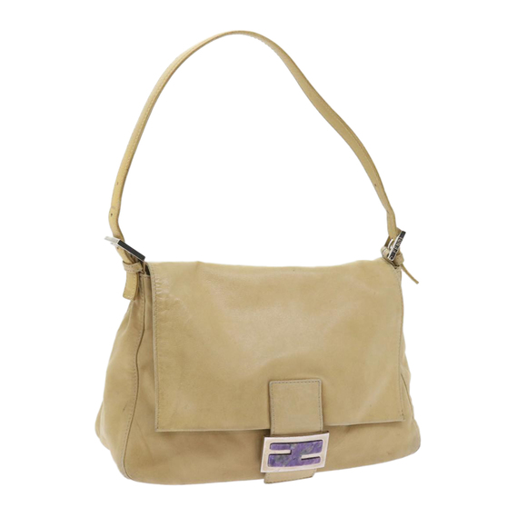 Fendi | Bags | Fendi Mamma Baguette Shoulder Bag Leather Beige 2348 ...